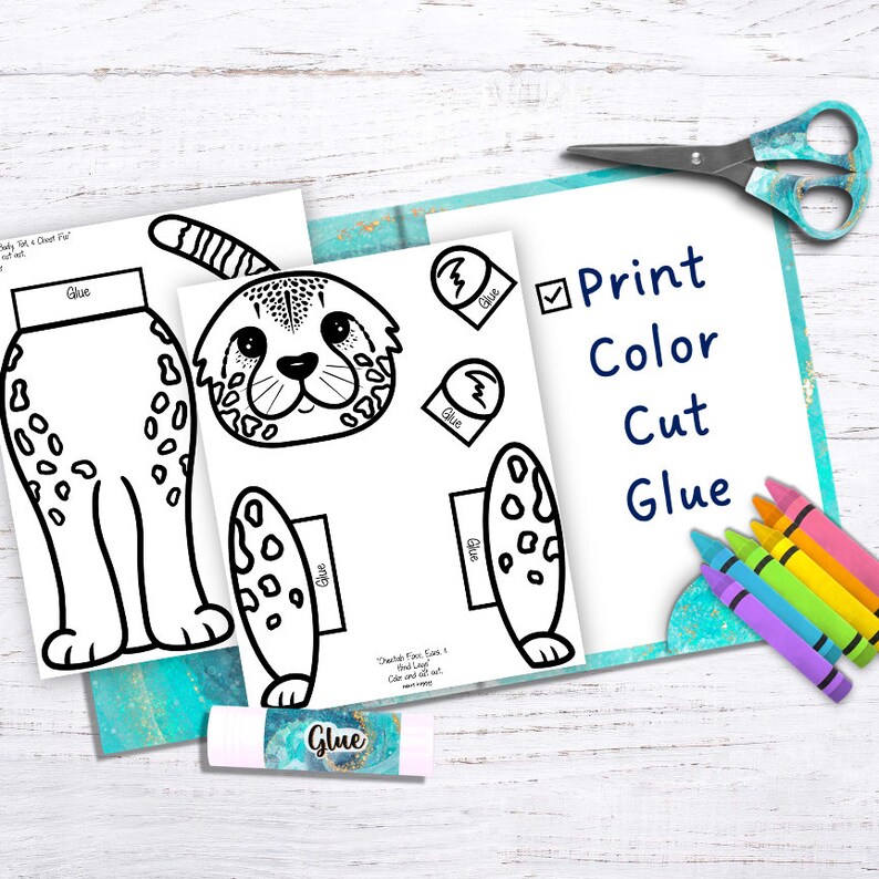 Cheetah Kids Printable Craft Template, Zoo Animals Craft, Paper Crafts ...