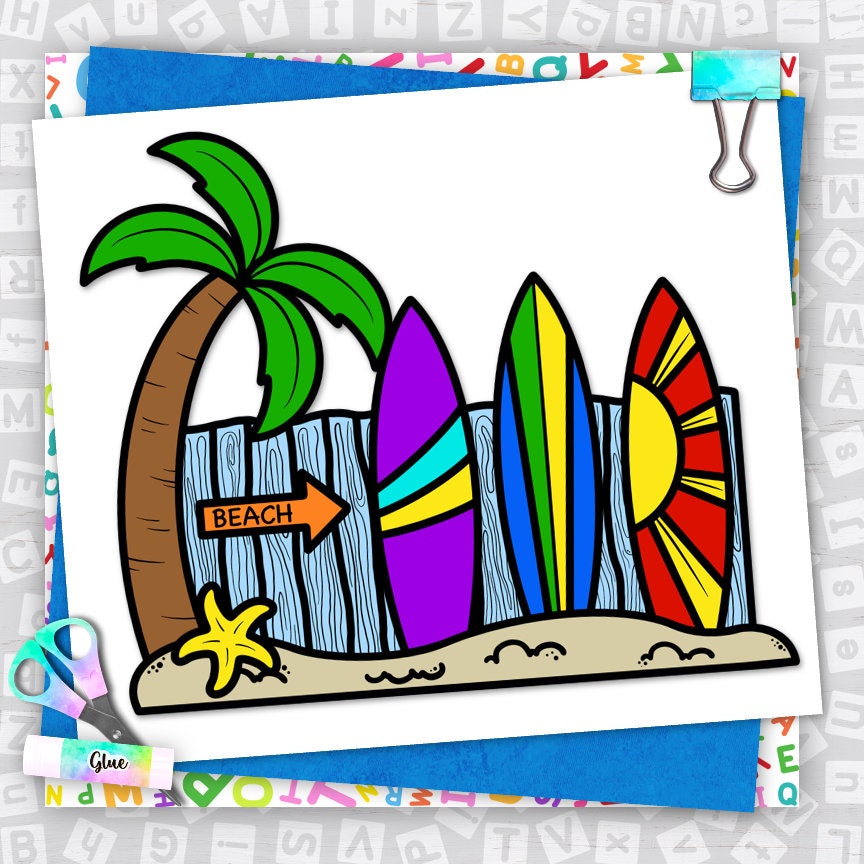 Beach Craft, Kids Printable Craft Template, Summer Craft, End of Year ...
