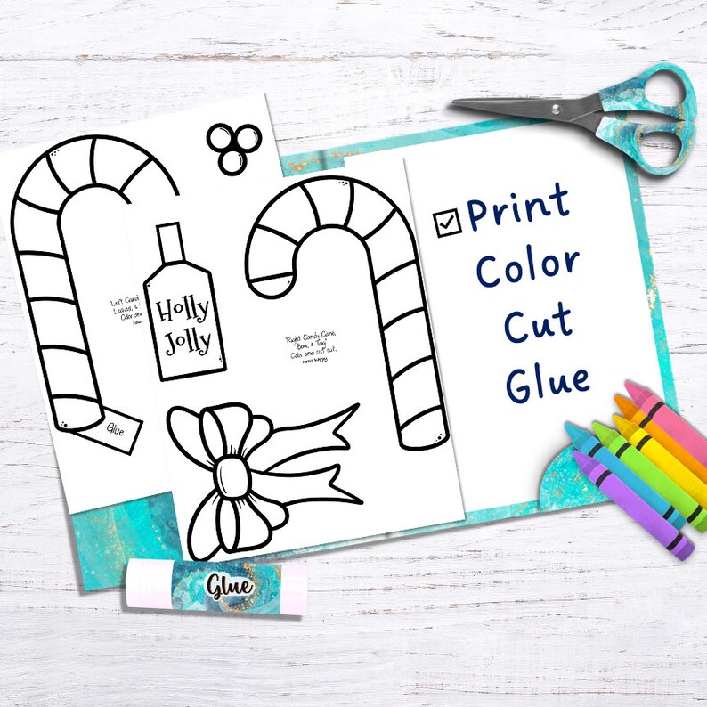 Candy Cane Wreath Kids Printable Holiday Craft Template, Winter Craft ...