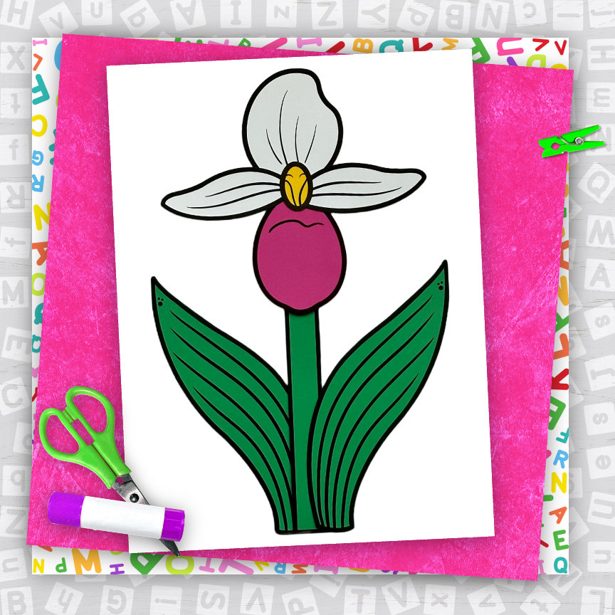 Lady's Slipper Flower Craft, Kids Printable Craft Template, Minnesota ...