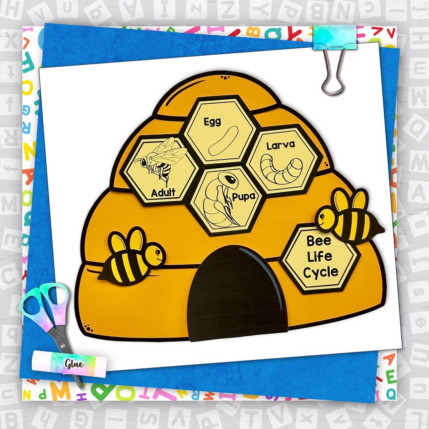Bee Life Cycle, Kids Printable Craft Template, Insect Craft, Spring ...