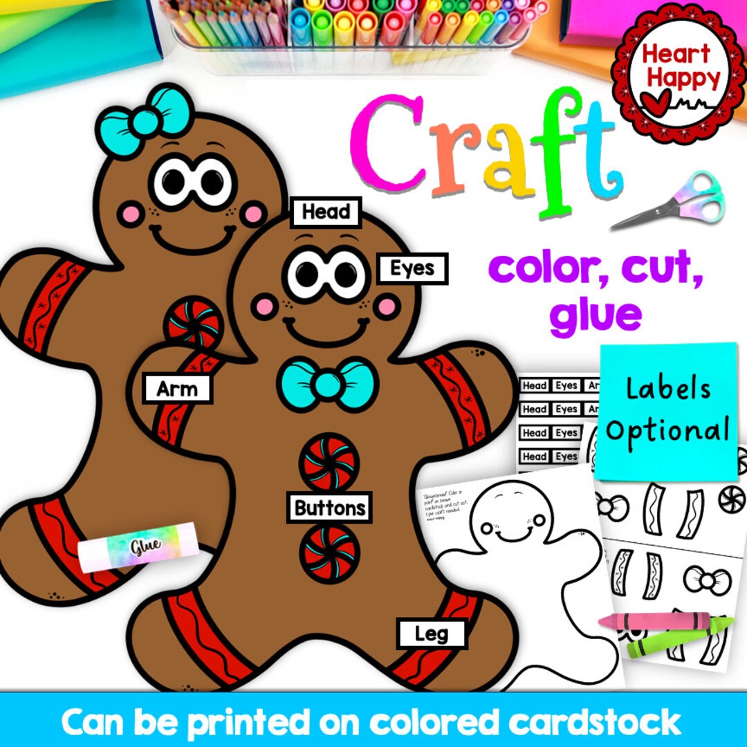 Gingerbread Labeling Craft, Kids Printable Craft Template, Fall Craft ...