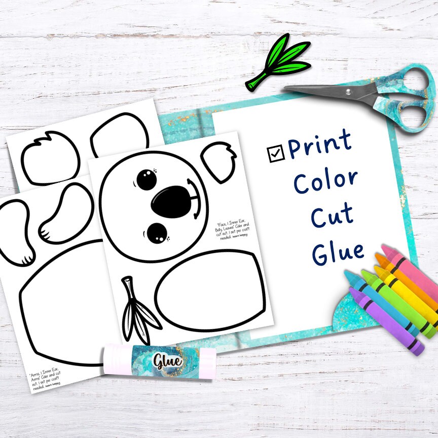 Koala Bear Craft, Kids Printable Craft Template, Zoo Animal Craft ...