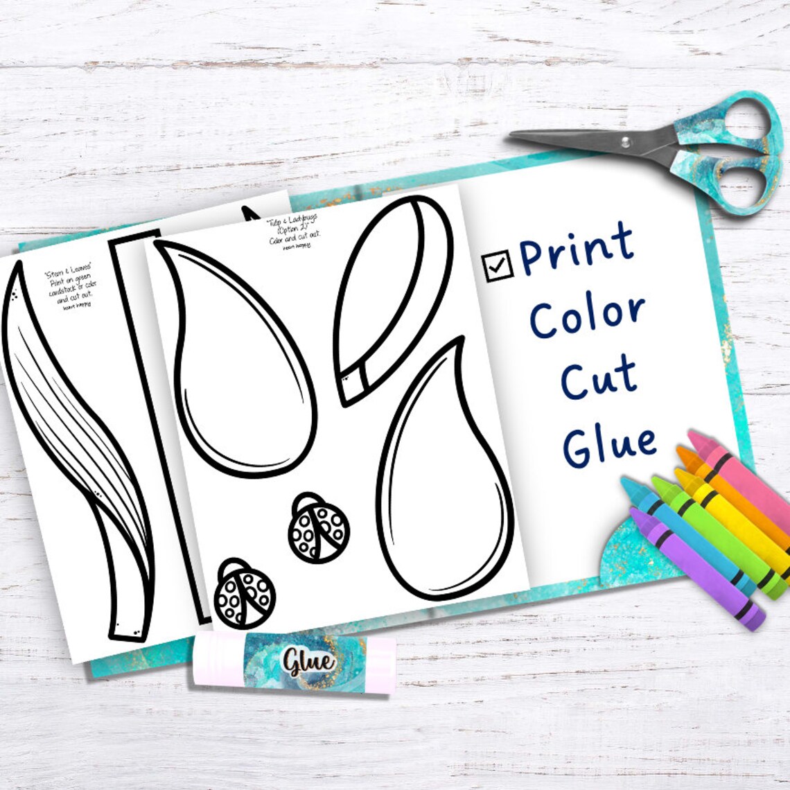 Printable Kids Tulip Craft Template, Garden Craft, Flower Craft, Spring ...