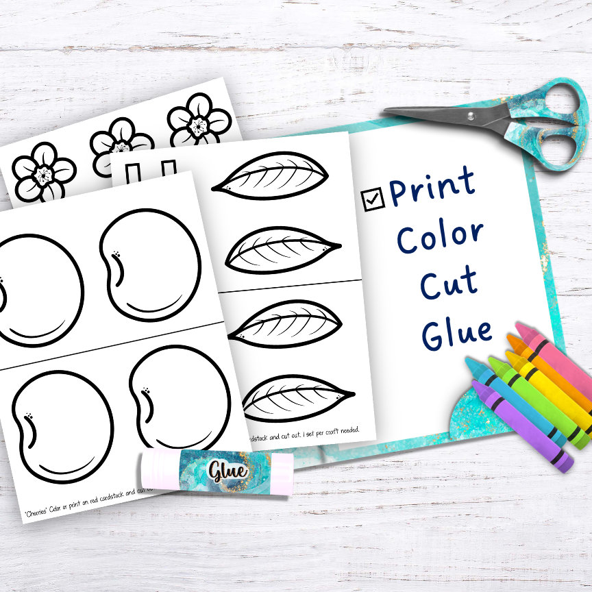 Cherry Craft, Kids Printable Craft Template, Fruit Craft, Michigan ...