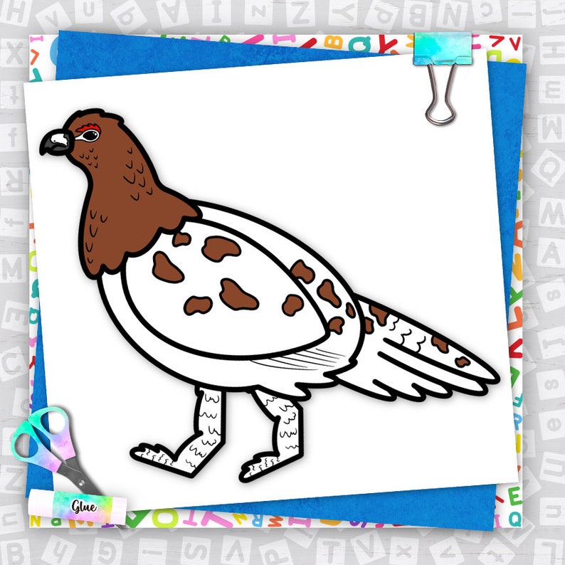 Willow Ptarmigan Bird Craft, Kids Printable Craft Template, Alaska ...
