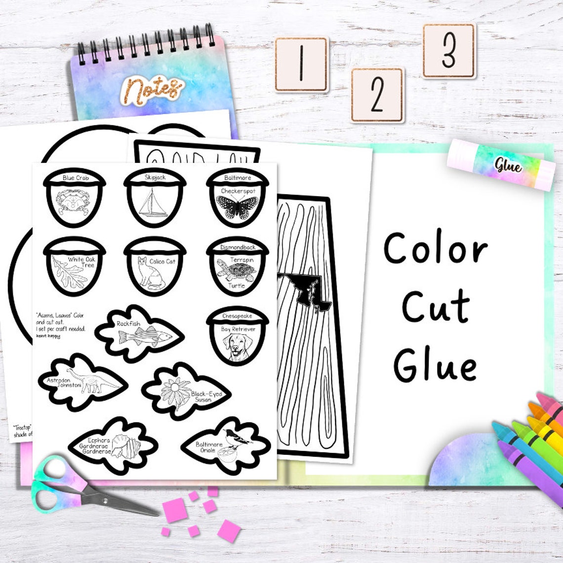 Maryland State Symbols, Oak Tree, Kids Printable Craft Template ...