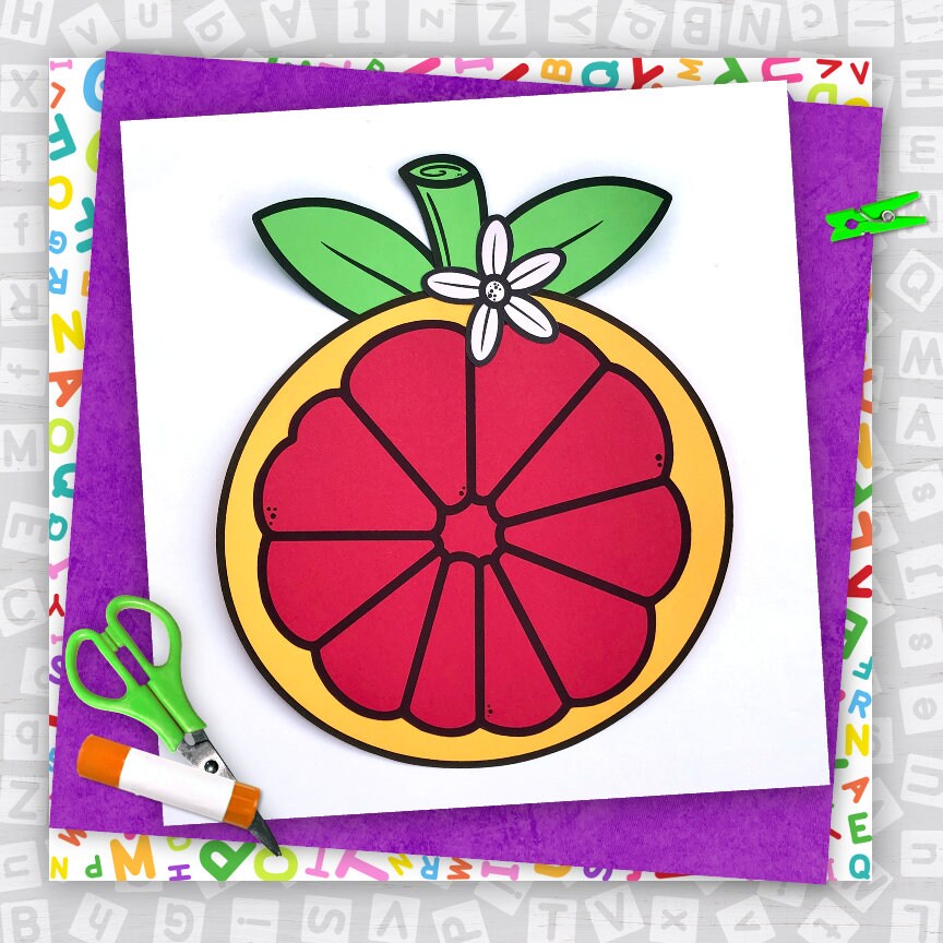 Grapefruit Craft Kids Printable Craft Template Fruit Craft - Etsy