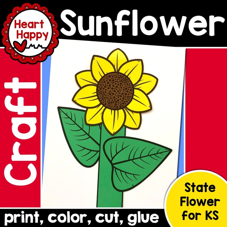 Sunflower Craft Printable Kids Template Garden Craft Flower - Etsy