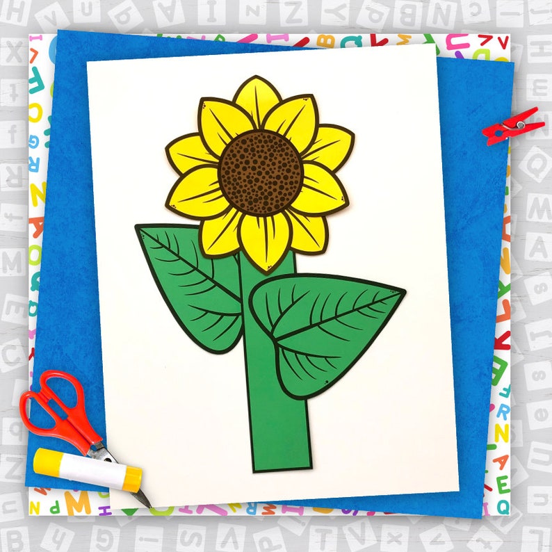 Sunflower Craft Printable Kids Template Garden Craft Flower - Etsy