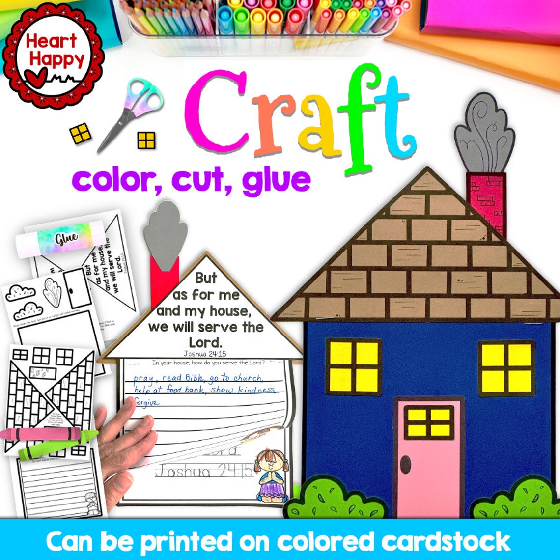 Family Bible Verse Craft Template, Religious Craft, Sunday School, VBS ...