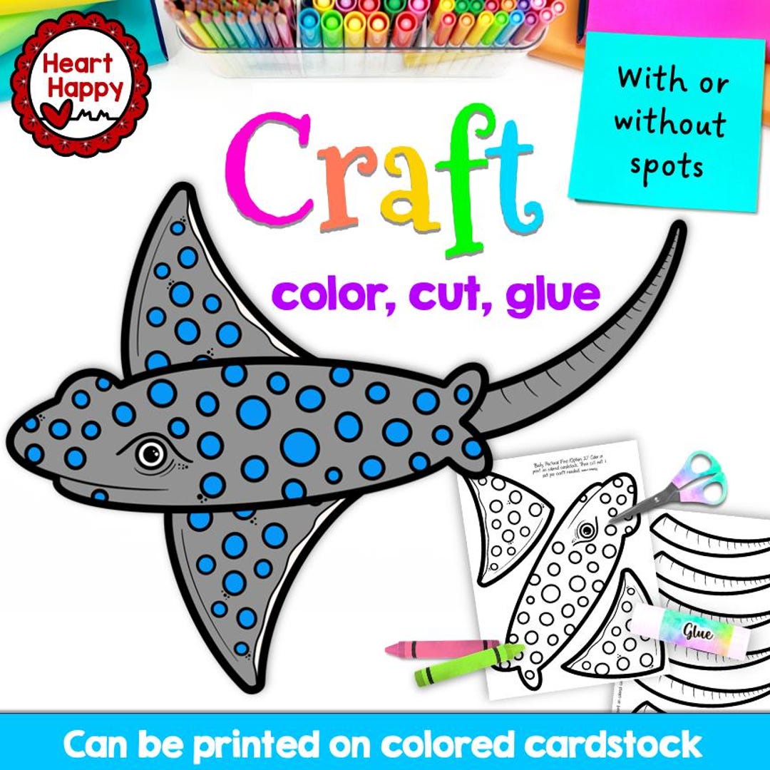 Stingray Craft, Kids Printable Craft Template, Ocean Animals, Summer ...
