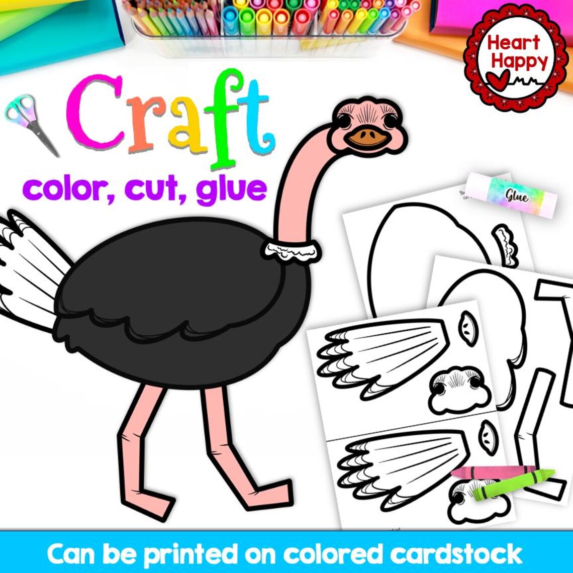 Ostrich Craft, Kids Printable Craft Template, Letter O, Science ...