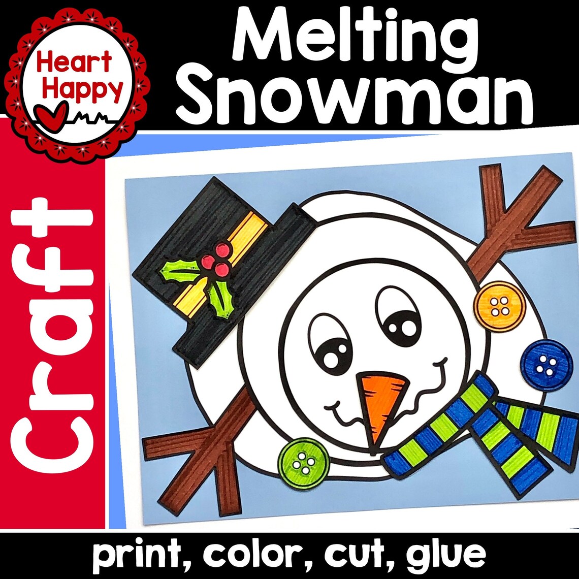 Snowman Kids Printable Craft Template Winter Craft Paper - Etsy