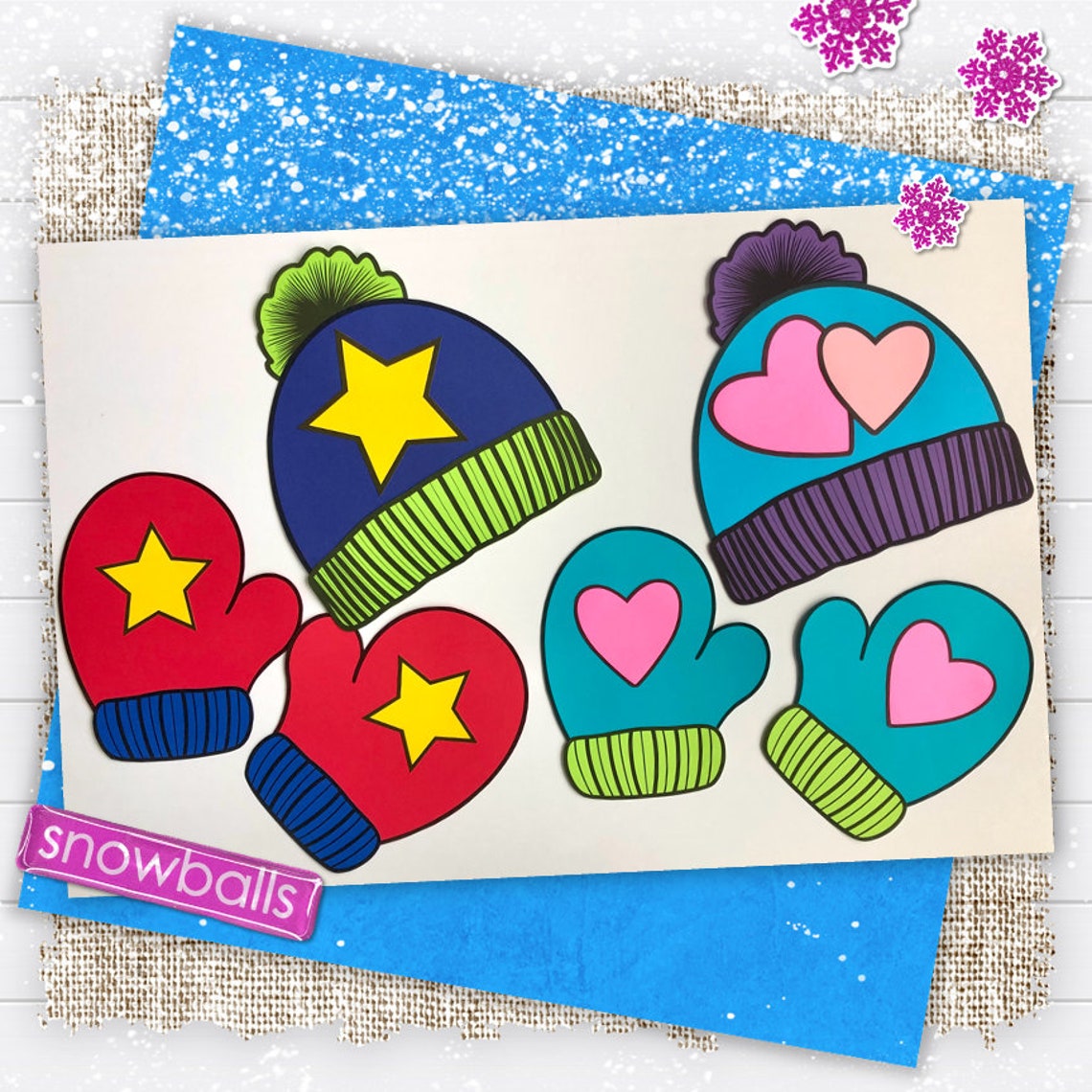 Winter Hat & Mittens Kids Printable Craft Template, Winter Craft, Paper ...