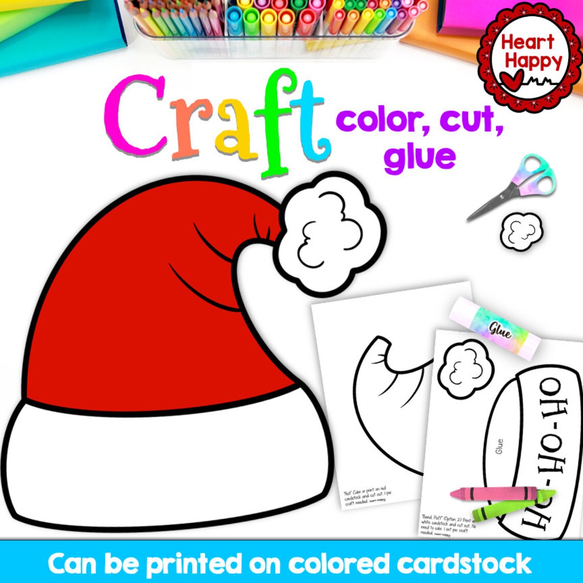 Santa Hat Craft, Kids Printable Craft Template, Christmas Craft ...