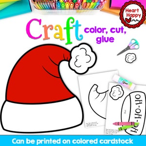 Santa Hat Craft, Kids Printable Craft Template, Christmas Craft ...