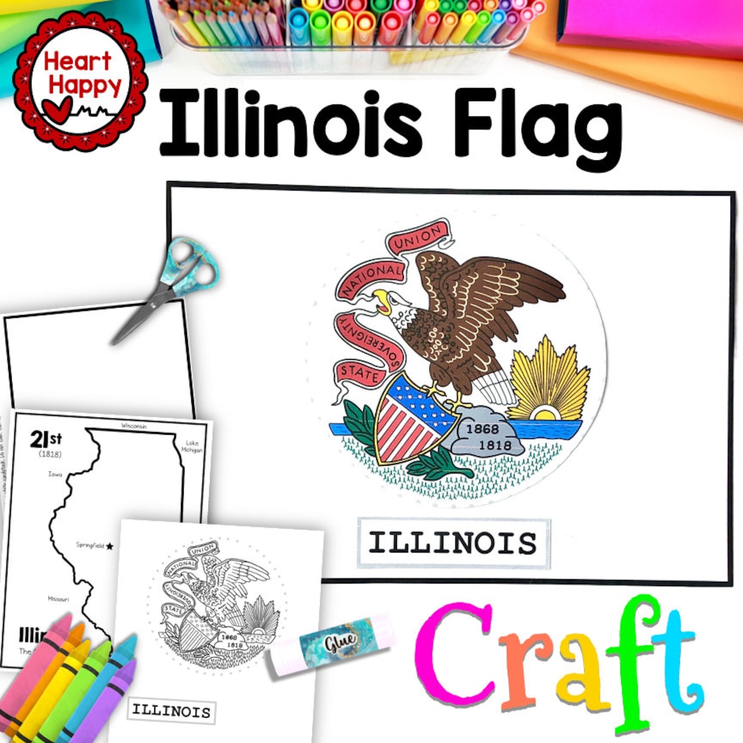 Illinois Flag Craft, Kids Printable Craft Template, Illinois State ...