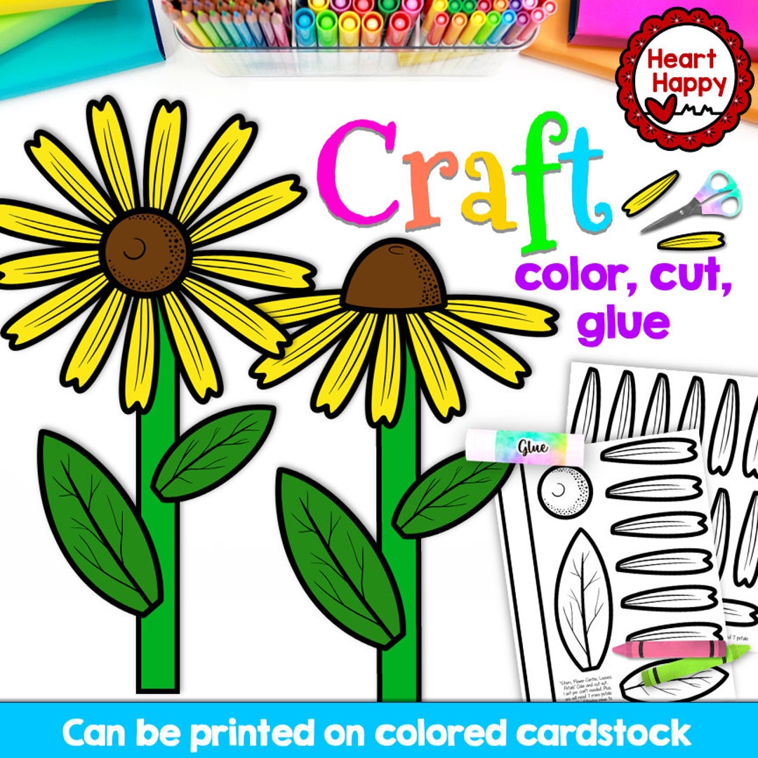 Black Eyed Susan Flower Craft, Kids Printable Craft Template, Maryland ...