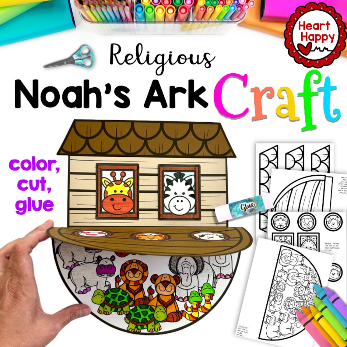 Noah's Ark Kids Printable Craft Template, Printable Kids Religious ...