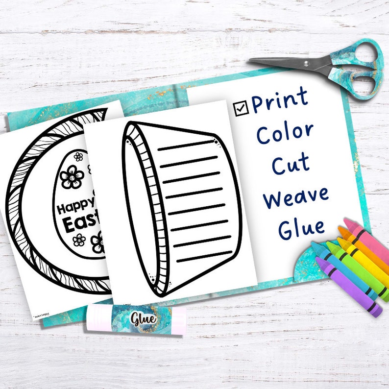 Easter Basket Weaving Craft, Kids Printable Craft Template, Spring ...