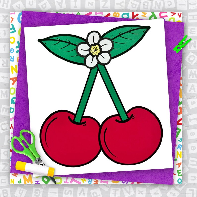 Cherry Craft, Kids Printable Craft Template, Fruit Craft, Michigan ...