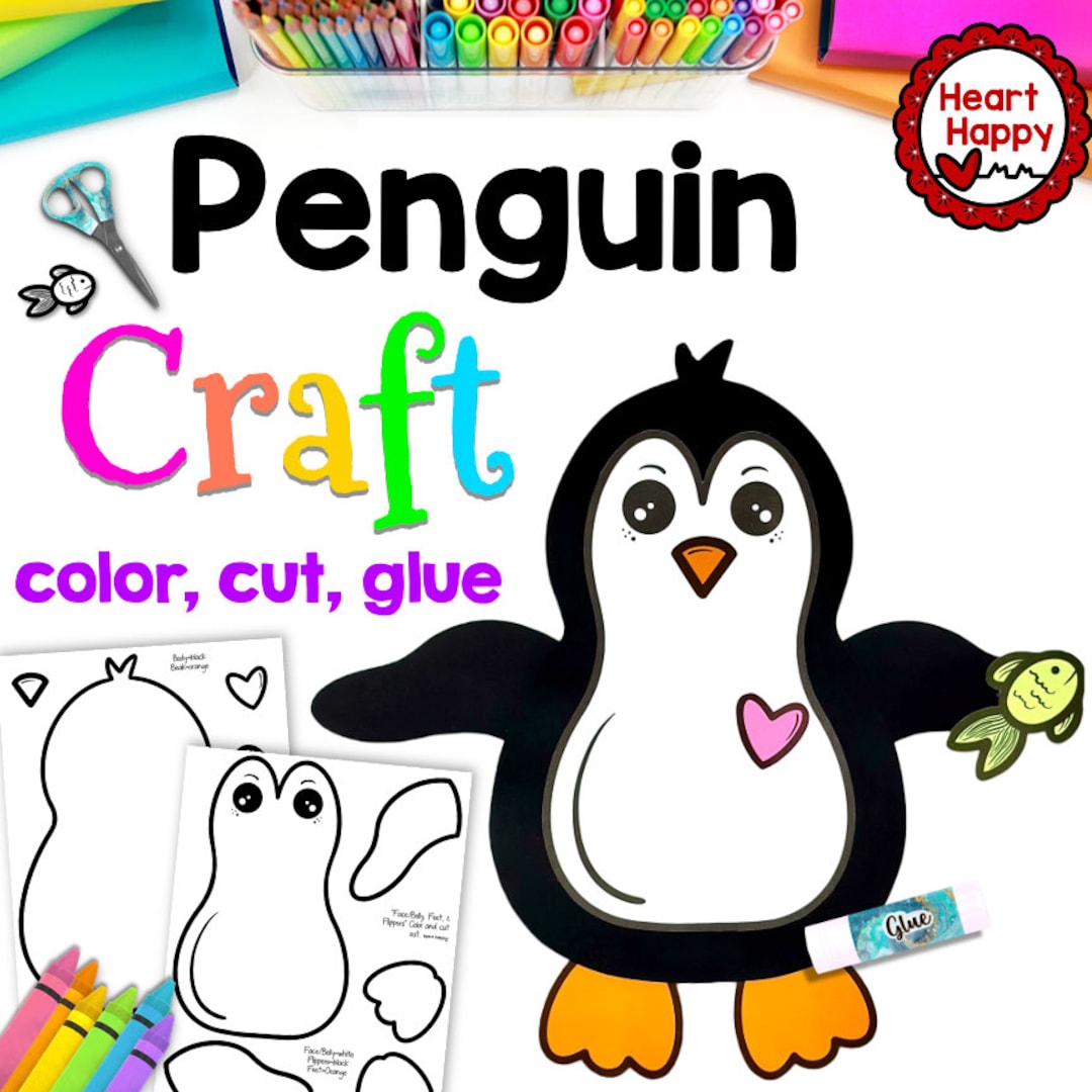 Penguin Kids Printable Craft Template, Winter Craft, Paper Crafts ...