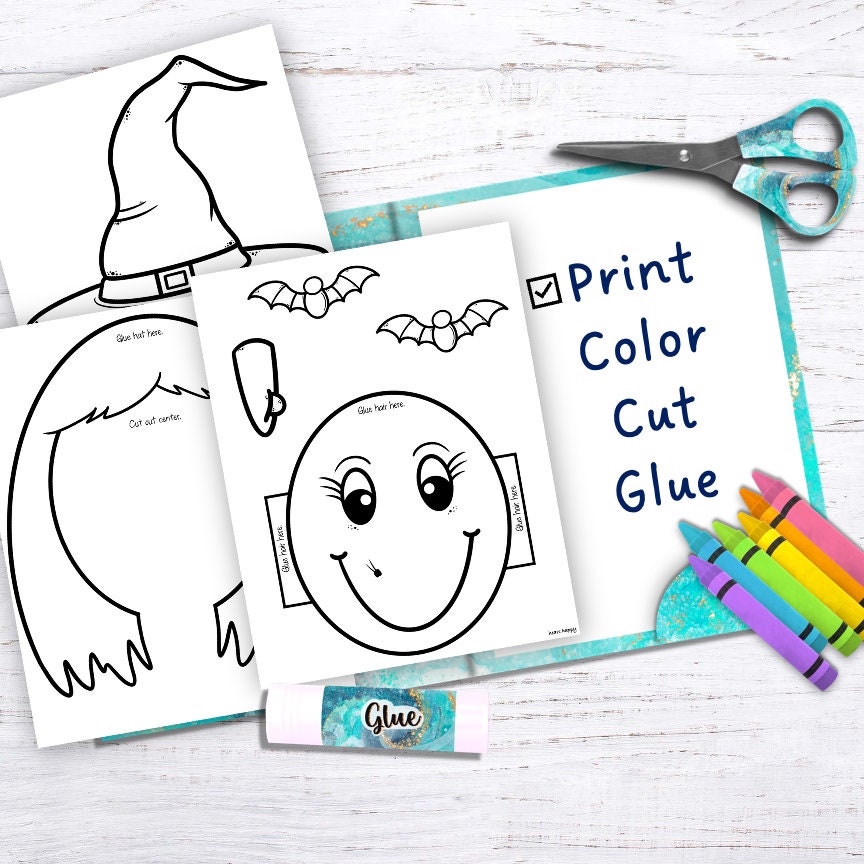 Halloween Witch Craft, Kids Printable Craft Template, Fall Craft ...