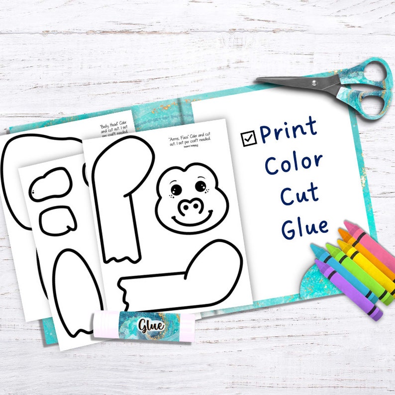 Gorilla Craft, Kids Printable Craft Template, Zoo Animal Craft, Letter ...