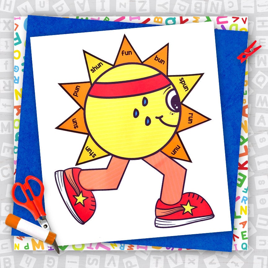UN Sun on the Run, Short U Craft, UN Word Family Craft,printable Kids ...