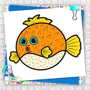 Pufferfish Craft, Kids Printable Craft Template, Ocean Animals, Summer ...