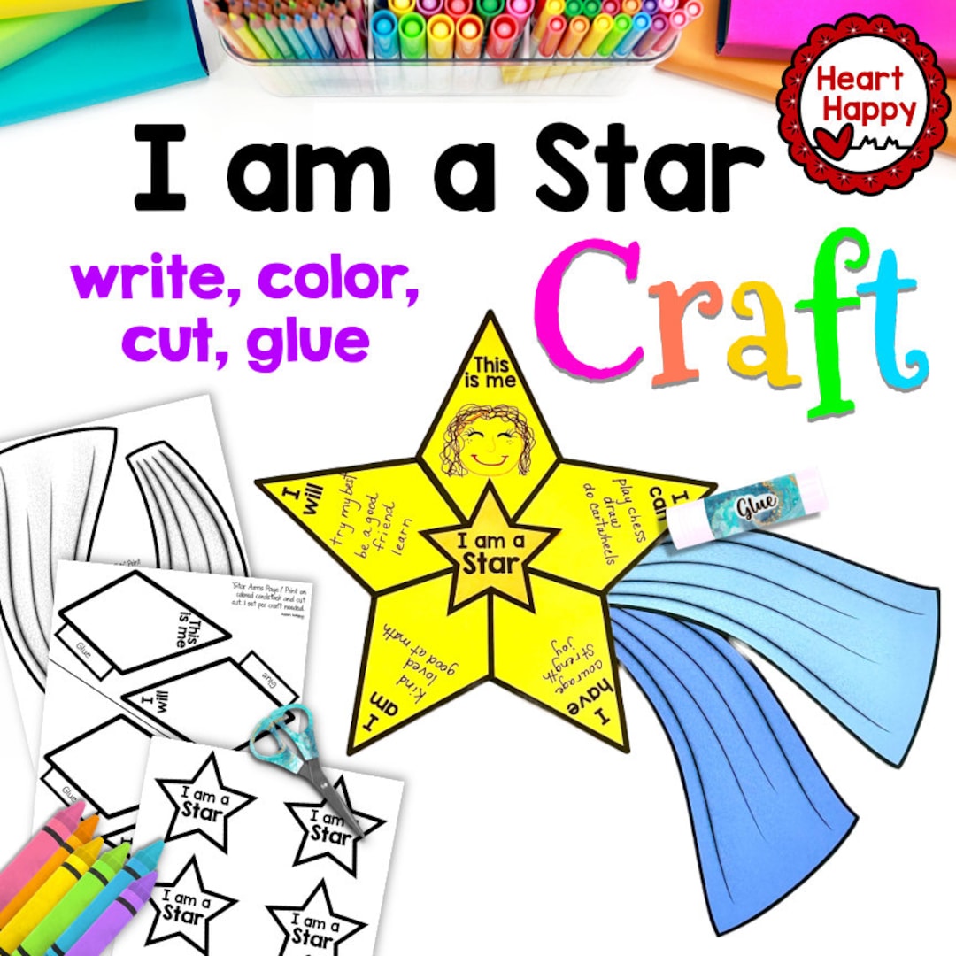 Self Affirmation, I Am a Star Kids Printable Craft Template, Growth ...