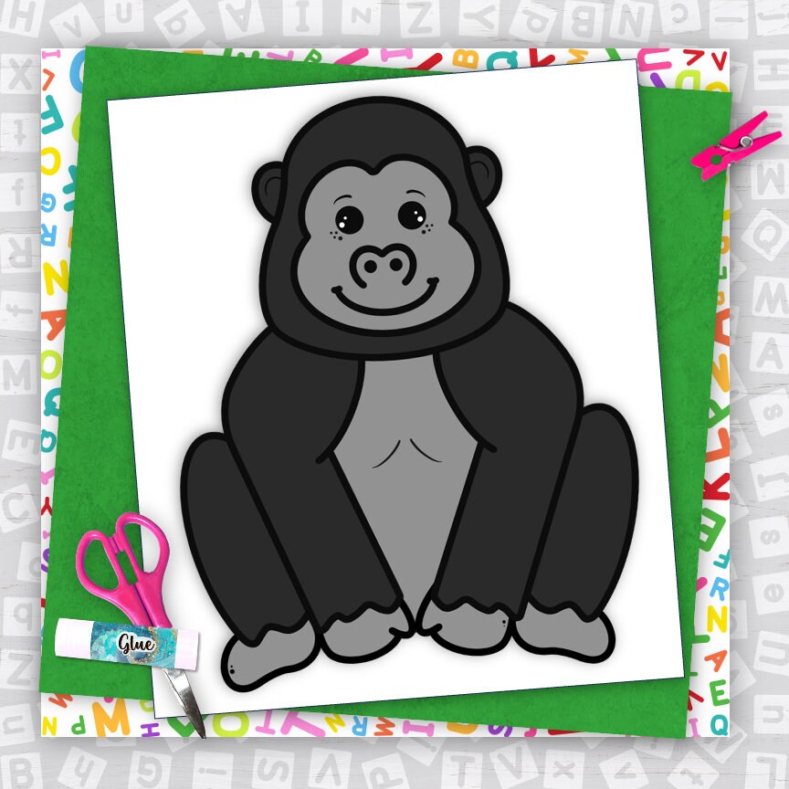 Gorilla Craft, Kids Printable Craft Template, Zoo Animal Craft, Letter ...