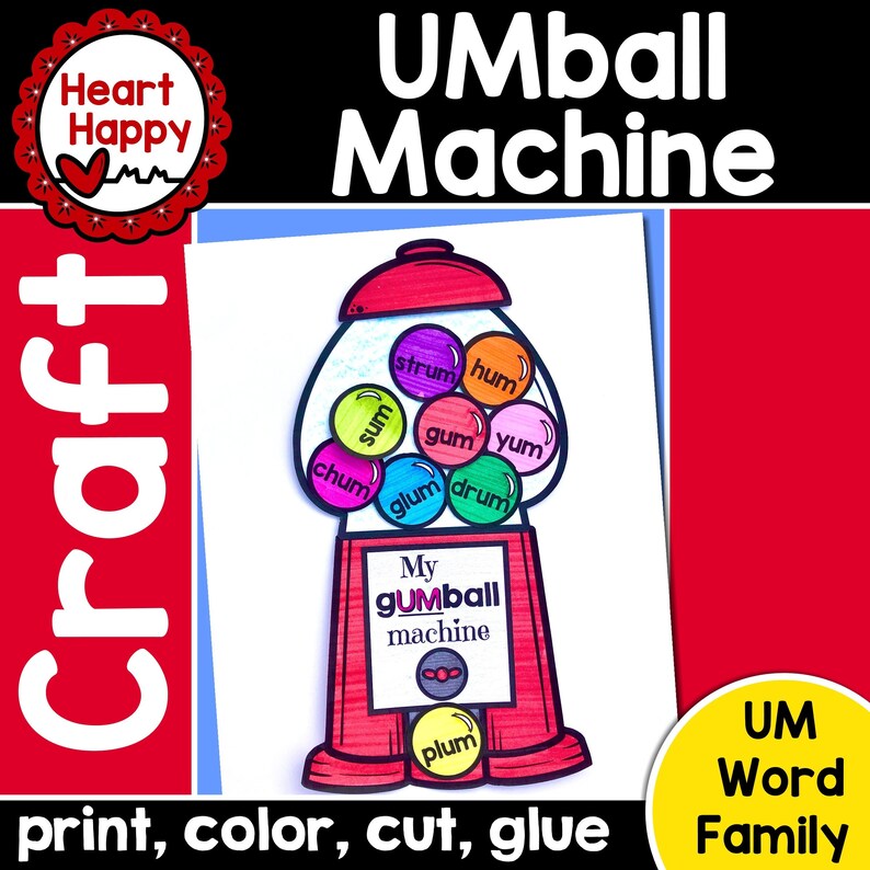 Gumball Umball Machine Short U Craft UM Word Family - Etsy