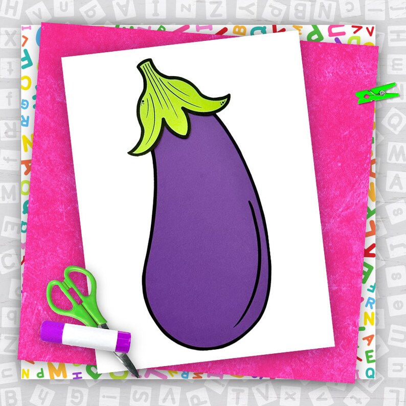 Eggplant Craft, Kids Printable Craft Template, Vegetable Craft ...