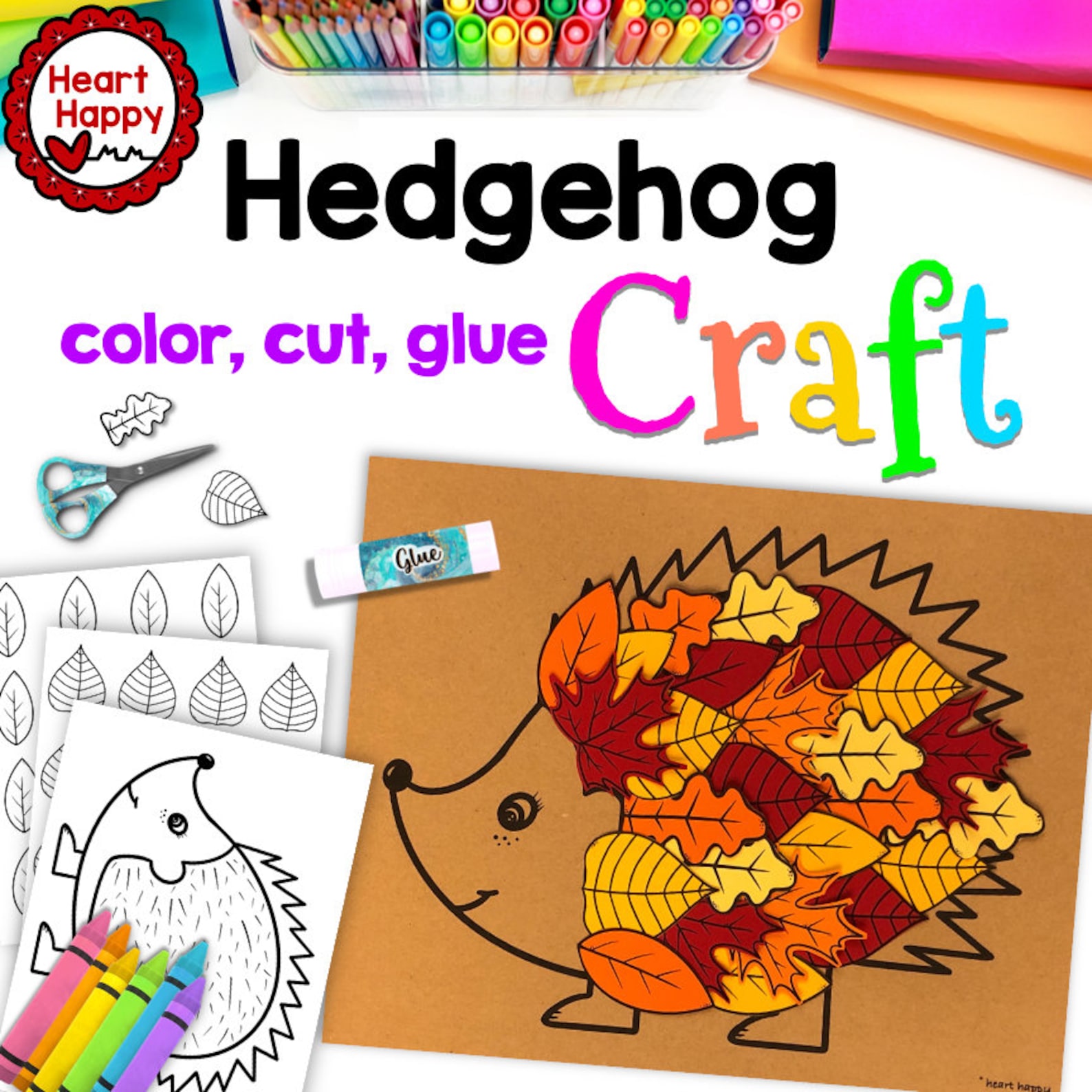 Hedgehog Kids Printable Craft Template, Kids Fall/autumn Craft ...
