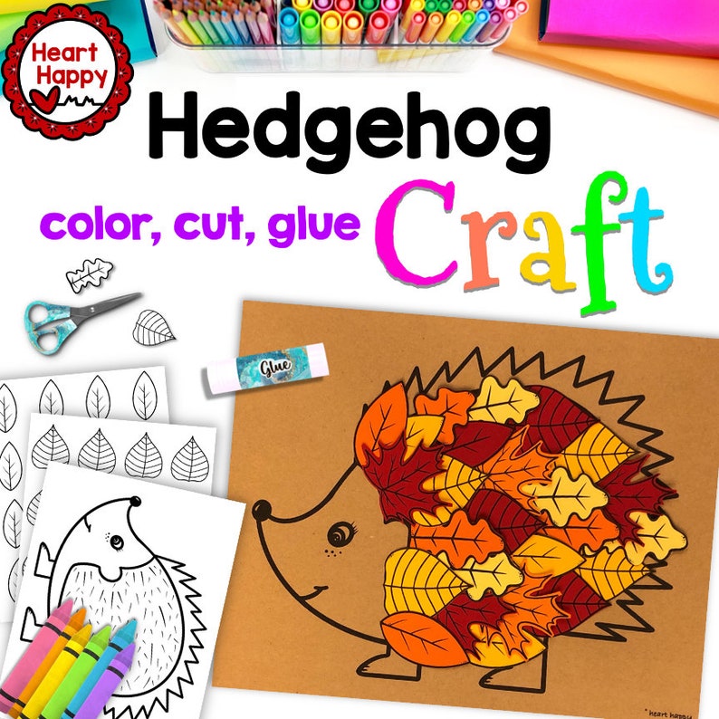 Hedgehog Kids Printable Craft Template, Kids Fall/autumn Craft ...