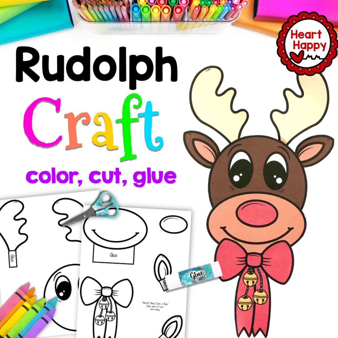 Rudolph Reindeer Kids Printable Christmas Craft Template, Kids ...