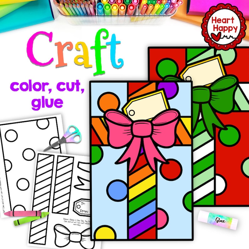 Present Craft Kids Printable Craft Template Christmas Gift - Etsy