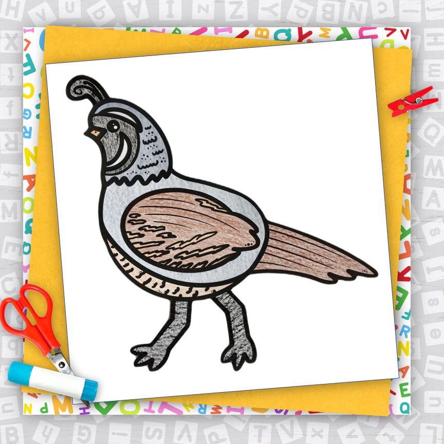 Quail Craft, Kids Printable Craft Template, California State Symbols ...