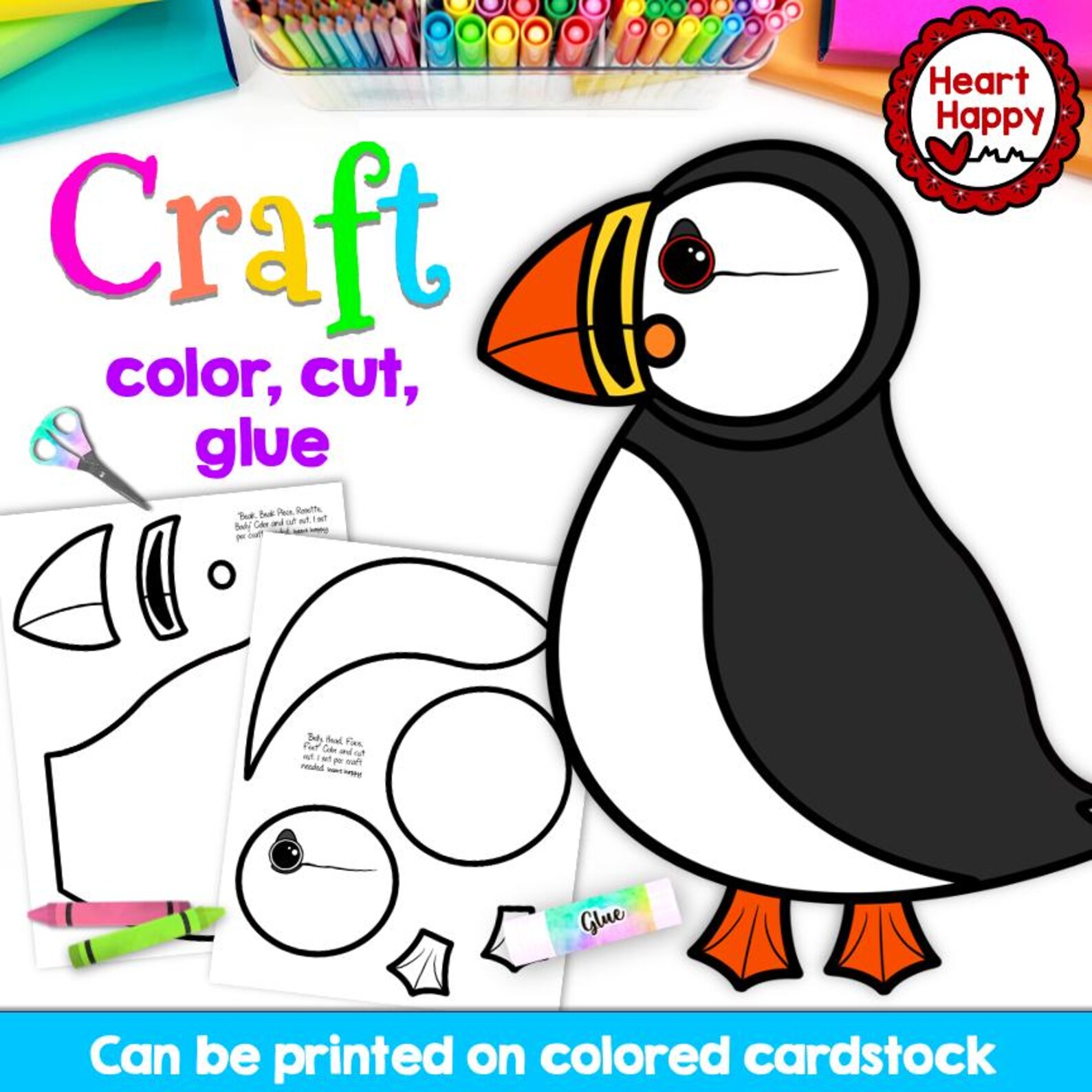 Puffin Craft, Kids Printable Craft Template, Letter P, Arctic Animals ...
