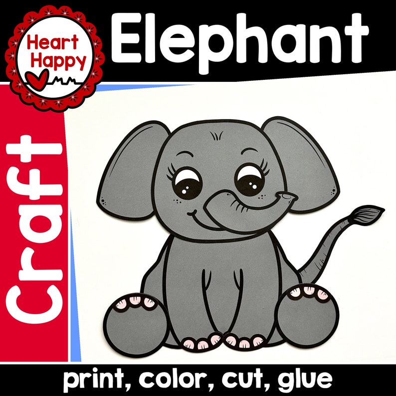 Elephant Kids Printable Craft Template Zoo Animals Craft - Etsy