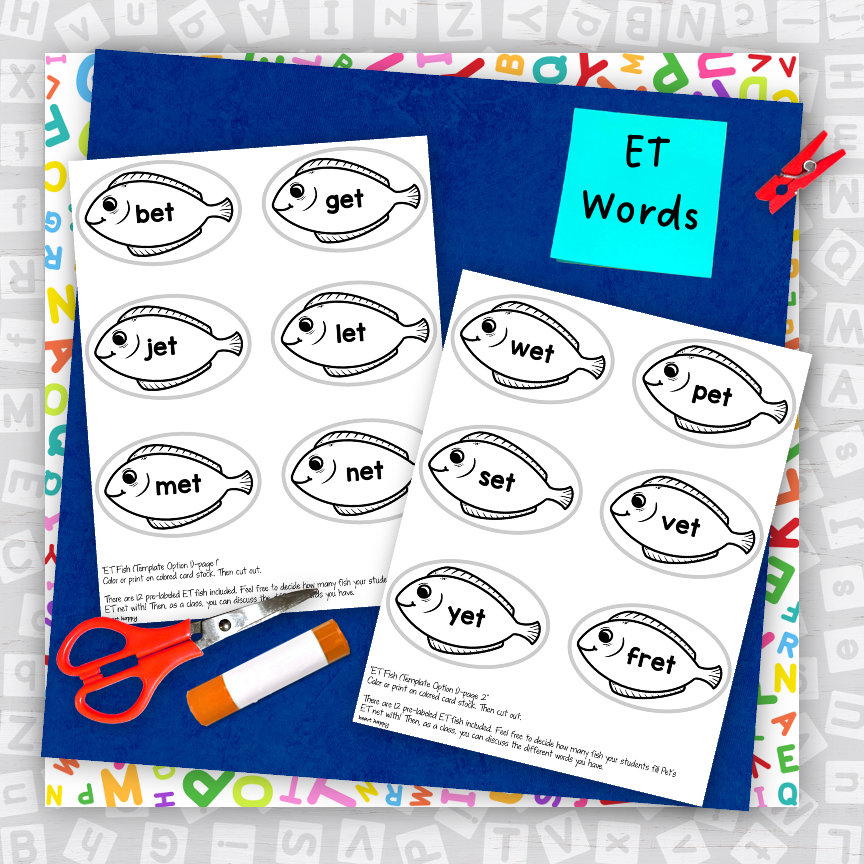 Short E Craft, ET Word Family Craft, Pet's ET Net, Printable Kids Craft ...