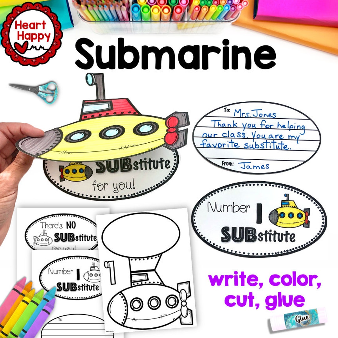 Submarine Card Craft, Kids Printable Card Craft Template, Teacher ...