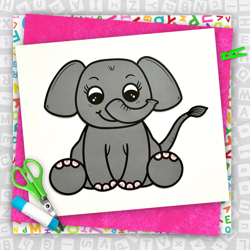 Elephant Kids Printable Craft Template, Zoo Animals Craft, Paper Crafts ...