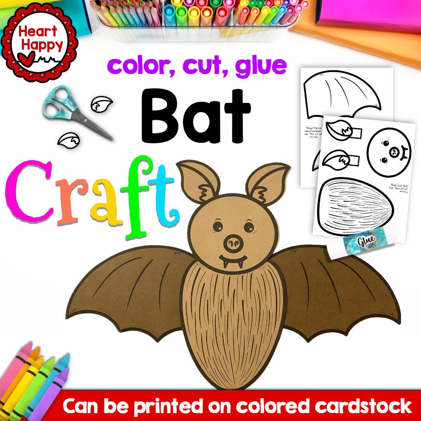Bat Craft, Kids Printable Craft Template, Nocturnal Animals, Mammals ...
