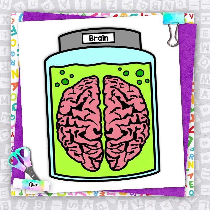 Halloween Brain Kids Printable Craft Template, Human Anatomy, Fall ...