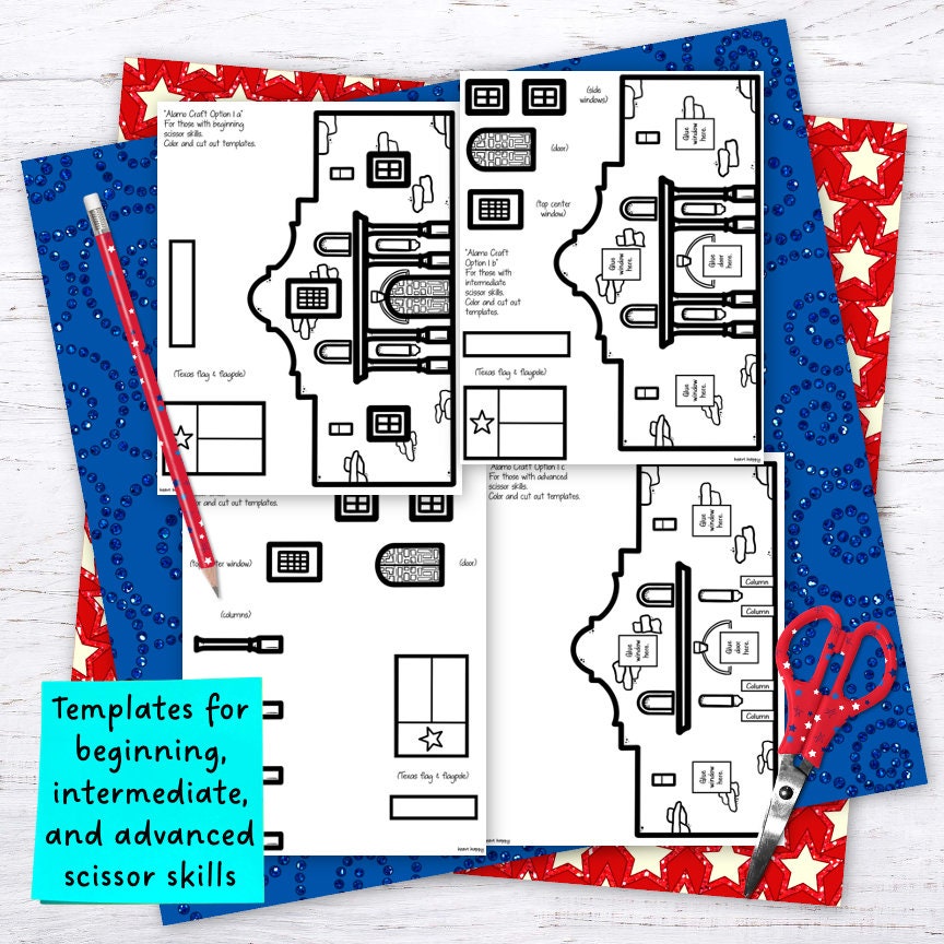 Alamo Craft, Kids Printable Craft Template, Texas History, 50 States,us ...