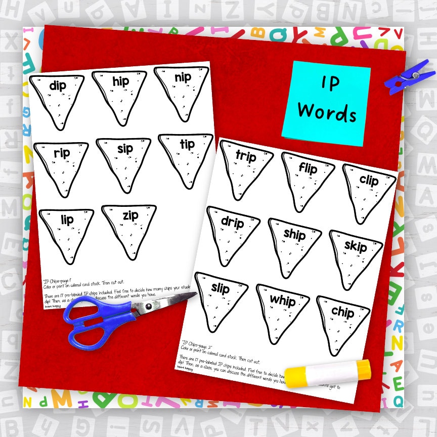 Short I Vowel Kids Craft Template, IP Word Family Craft, Printable Kids ...