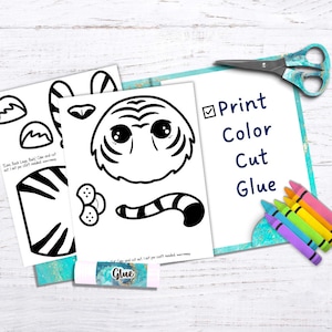 Tiger Craft, Kids Printable Craft Template, Zoo Animals, Rainforest ...
